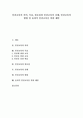 [인권교육][인권존중][인권침해][인권][인권교육 목표][인권교육 방법][효과적 인권교육을 위한 제안]인권교육 의미, 인권교육 목표, 인권교육 필요성, 인권교육 실태, 인권교육 방법, 효과적 인권교육을 위한 제안-1페이지