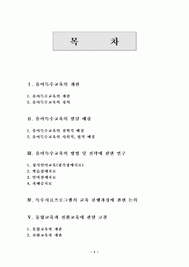 유아특수교육의 내용과 유아특수교육의 특징에 관한 논의(유아특수교육 - 특수아교육)-1페이지