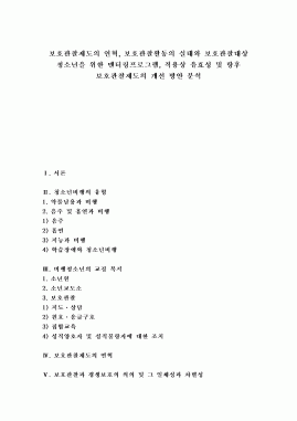 [보호관찰제도][보호관찰]보호관찰제도의 연혁, 보호관찰활동의 실태와 보호관찰대상 청소년을 위한 멘터링프로그램, 적용상 유효성 및 향후 보호관찰제도의 개선 방안 분석(보호관찰, 보호관찰제도)-1페이지