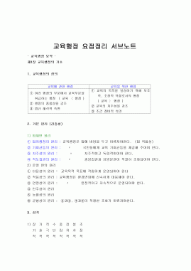 [교육행정요약, 교육행정] 교육행정 요점정리 서브노트-1페이지