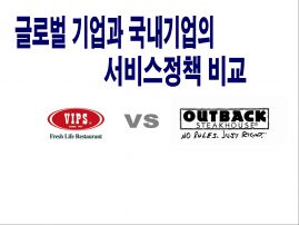 VIps와 Outback 의 서비스 비교(참여하는 서비스 다가가는 서비스)-1페이지