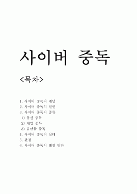 사이버 중독에 관한 고찰-1페이지