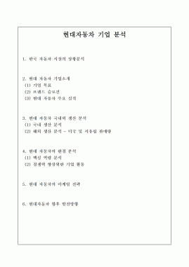 [사회과학] 현대자동차 기업 분석-1페이지