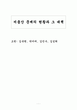 [사회과학] [저출산] 저출산 문제의 현황과 대책-1페이지