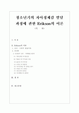 청소년기의 자아정체감 발달 과정에 관한 Erikson의 이론-1페이지