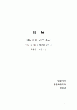 [독후감/서평/요약] 테니스에 대하여 -1페이지