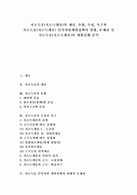 [저소득층][저소득계층][인적자원개발정책]저소득층(저소득계층)의 개념, 유형, 특성, 욕구와 저소득층(저소득계층) 인적자원개발정책의 현황, 문제점 및 저소득층(저소득계층)의 생활실태 분석(저소득층)-1페이지