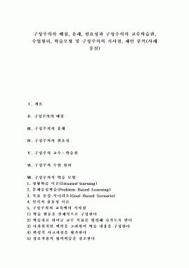 [구성주의][구성주의이론]구성주의의 배경, 구성주의의 유래, 구성주의의 필요성, 구성주의의 교수학습관, 구성주의의 수업원리, 구성주의의 학습모형, 구성주의의 시사점, 구성주의 관련 제언(구성주의 사례 중심)-1페이지