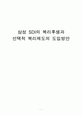 [인적자원관리]삼성 SDI 복리후생 사례조사-1페이지