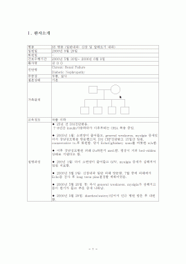 만성 신부전, 당뇨병성 신증 환자 간호-1페이지