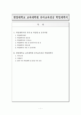 [입학자료] 한양대학교 교육대학원 유아교육전공 학업계획서-1페이지