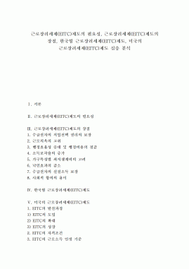 [근로장려세제][EITC][한국형 EITC][미국의 EITC]근로장려세제(EITC)제도의 필요성, 근로장려세제(EITC)제도의 장점, 한국형 근로장려세제(EITC)제도, 미국의 근로장려세제(EITC)제도 심층 분석-1페이지