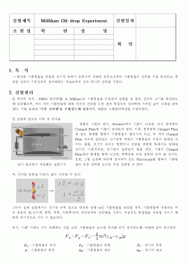 [물리실험] Millikan Oil-drop Experiment(전기장 속 기름방울의 전하 측정)-1페이지