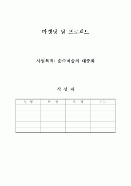 [사업계획서] 마케팅 팀 프로젝트 - 갤러리 사업 제안서 (순수예술의 대중화)-1페이지