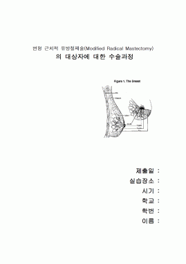 변형 근치적 유방절제술(Modified Radical Mastectomy)의 대상자에 대한 수술과정-1페이지