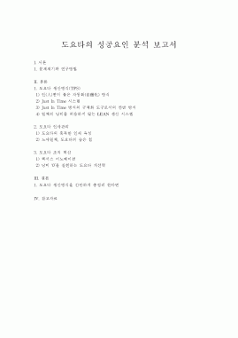 도요타의 성공요인 분석 보고서-1페이지