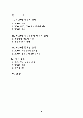 NGO의 의의와 등장배경. 현황 및 문제점과 개선방안-1페이지