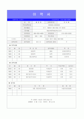 [취업]심플하고 깔끔한 활용도 높은 이력서 11종-1페이지