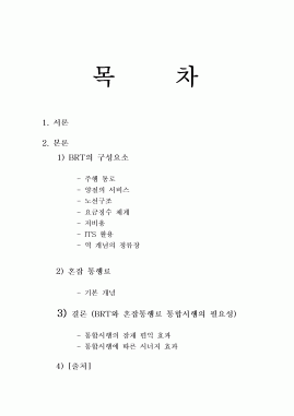 BRT의 구성요소 및 혼잡통행료 통합시행의 필요성과 그에 따른 편익효과에 대하여-1페이지