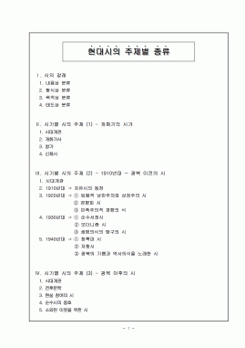 현대시의 주제별 종류 (시의 갈래, 시기별 주제)-1페이지