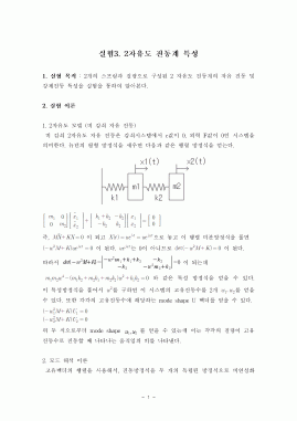 기계공학실험 진동실험 2자유도 진동계 특성 실험레포트-1페이지