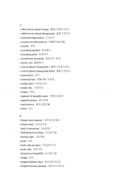 필수 회계 한.영 용어를 모두 정리해 놨습니다. CPA 나 미국공인회계사 또는 각종 회계관련 공부하시는 분들에게 유익-1페이지