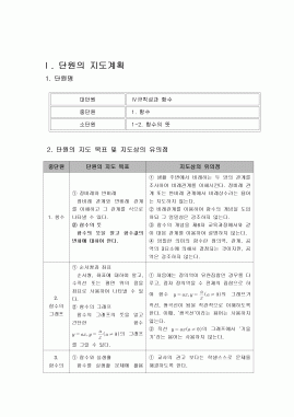 본 학습지도안은 중학교 1학년 함수개념 도입에 관한 내용으로 지도안의 내용은 모두 교사와 학생간의 대화체로 구성되어 있습니다-1페이지