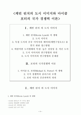 케빈 린치의 도시 이미지와 마이클 포터의 국가 경쟁력 이론-1페이지