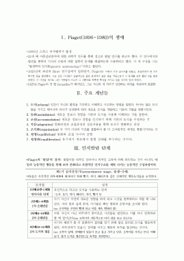 [인문과학] 피아제의 인지발달이론의 주요 개념들 인지 발달단계 관련 레포트-1페이지