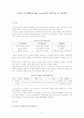 실시간 시스템(Real-time system) 관련기술 및 응용분야(Velos RTOS) -1페이지