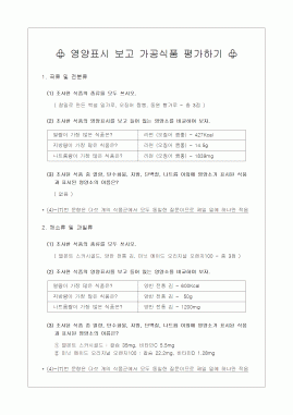 영양표시 보고 가공식품 평가하기-1페이지