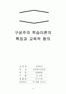 구성주의 학습이론의 성격 및 유형-1페이지