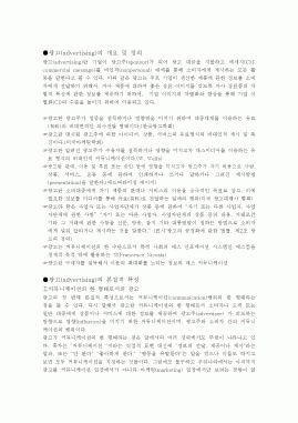 광고의 개념, 특징 및 광고매체의 종류-1페이지