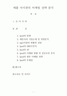 애플 아이팟의 마케팅 전략 분석-1페이지