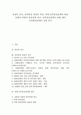 [통일][남북통일][남북통일정책][남한과 북한의 통일정책 비교]통일의 의미, 남북통일 희망의 역사, 역대 남북통일정책의 변천, 남한과 북한의 통일정책 비교, 남북통일정책의 과제, 향후 남북통일정책의 전망 분석-1페이지