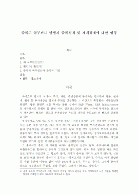 중국의 국부펀드 탄생과 중국경제 및 세계경제에 대한 영향-1페이지