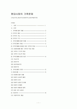 오늘날 우리 사회의 가족문제 중 하나를 선택하여 그 특징과 문제점에 대한 자신의 견해 -1페이지