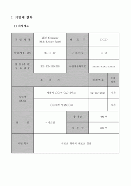 종합 레포츠 사업계획서-1페이지