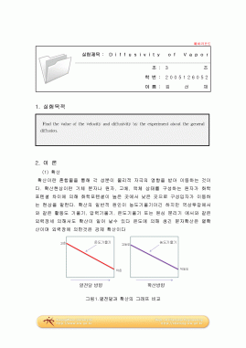 Diffusivity of Vapor 기체의 확산. 예비레포트. -1페이지