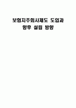 보험지주회사제도 도입과 향후 설립 방향-1페이지