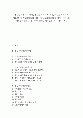 [정보공개제도][선진국 정보공개제도 사례]정보공개제도 연혁, 정보공개제도 기능, 정보공개제도 필요성, 정보공개제도 내용, 정보공개제도 문제점, 선진국 정보공개제도 사례, 향후 정보공개제도 개선 방안 분석-1페이지