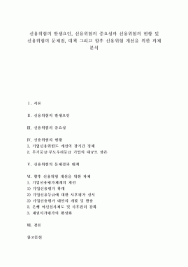 [신용위험][신용위험개선][신용위험관리][신용]신용위험의 발생요인, 신용위험의 중요성, 신용위험의 현황, 신용위험의 문제점, 신용위험의 대책, 향후 신용위험 개선 과제(신용위험, 신용위험개선, 신용위험관리)-1페이지