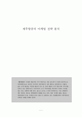 [마케팅원론] 제주항공의 마케팅 전략 분석 -1페이지