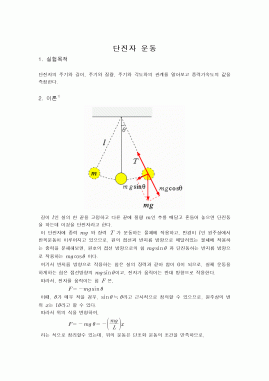 [물리학실험][실험레포트] 단진자 운동-1페이지