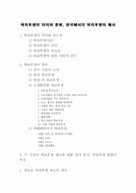 복리후생의 의미와 종류, 한국에서의 복리후생의 예시-1페이지