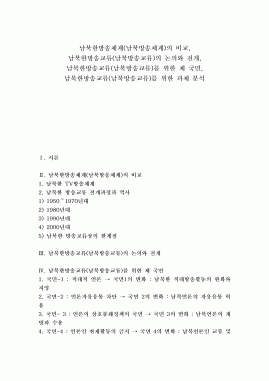 [남북한방송교류][남북방송교류]남북한방송체계(남북방송체계) 비교, 남북한방송교류(남북방송교류) 논의와 전개, 남북한방송교류(남북방송교류)를 위한 제 국면, 남북한방송교류(남북방송교류)를 위한 과제 분석-1페이지