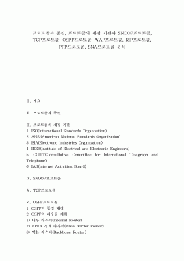 [프로토콜][통신][SNOOP][TCP][OSPF][WAP][RIP][PPP][SNA]프로토콜과 통신, 프로토콜의 제정 기관과 SNOOP프로토콜, TCP프로토콜, OSPF프로토콜, WAP프로토콜, RIP프로토콜, PPP프로토콜, SNA프로토콜 분석-1페이지