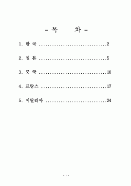 세계 각국의 음식문화 비교(한 일 중 프 이)-1페이지