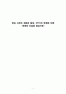 방송시장의 새로운 물결, IPTV현재와 미래-1페이지