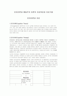 인지이론과 행동주의 이론의 치료목표와 치료기법-1페이지